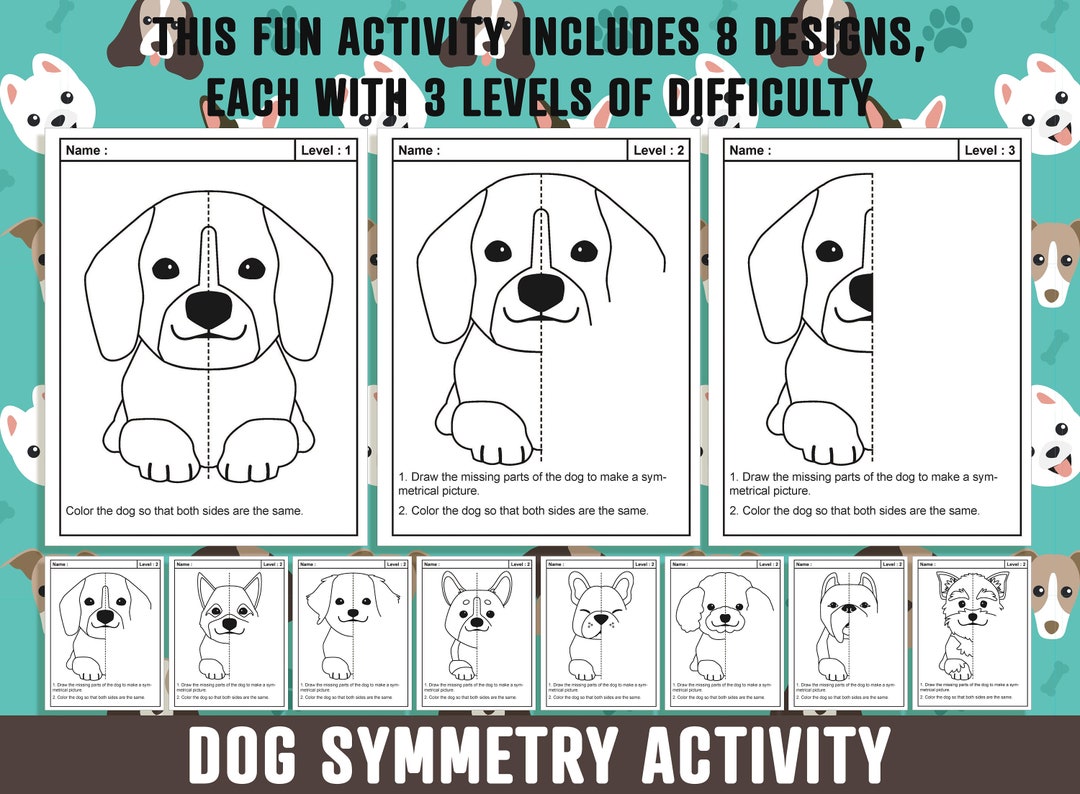 Dog Symmetry Worksheet, Puppy Theme Lines of Symmetry Activity, 24 ...