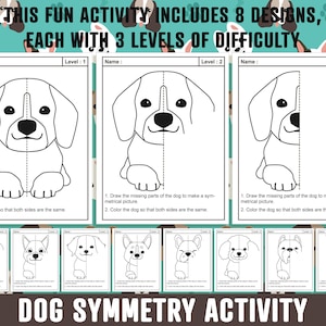 Dog Symmetry Worksheet, Puppy Theme Lines of Symmetry Activity, 24 ...