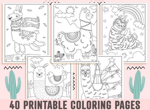 Llama Birthday Coloring Page