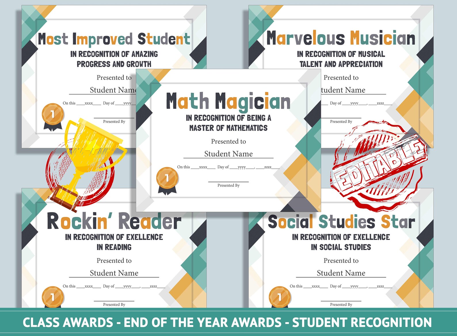 Editable Last Day of School Awards, End of the Year Awards, Student ...