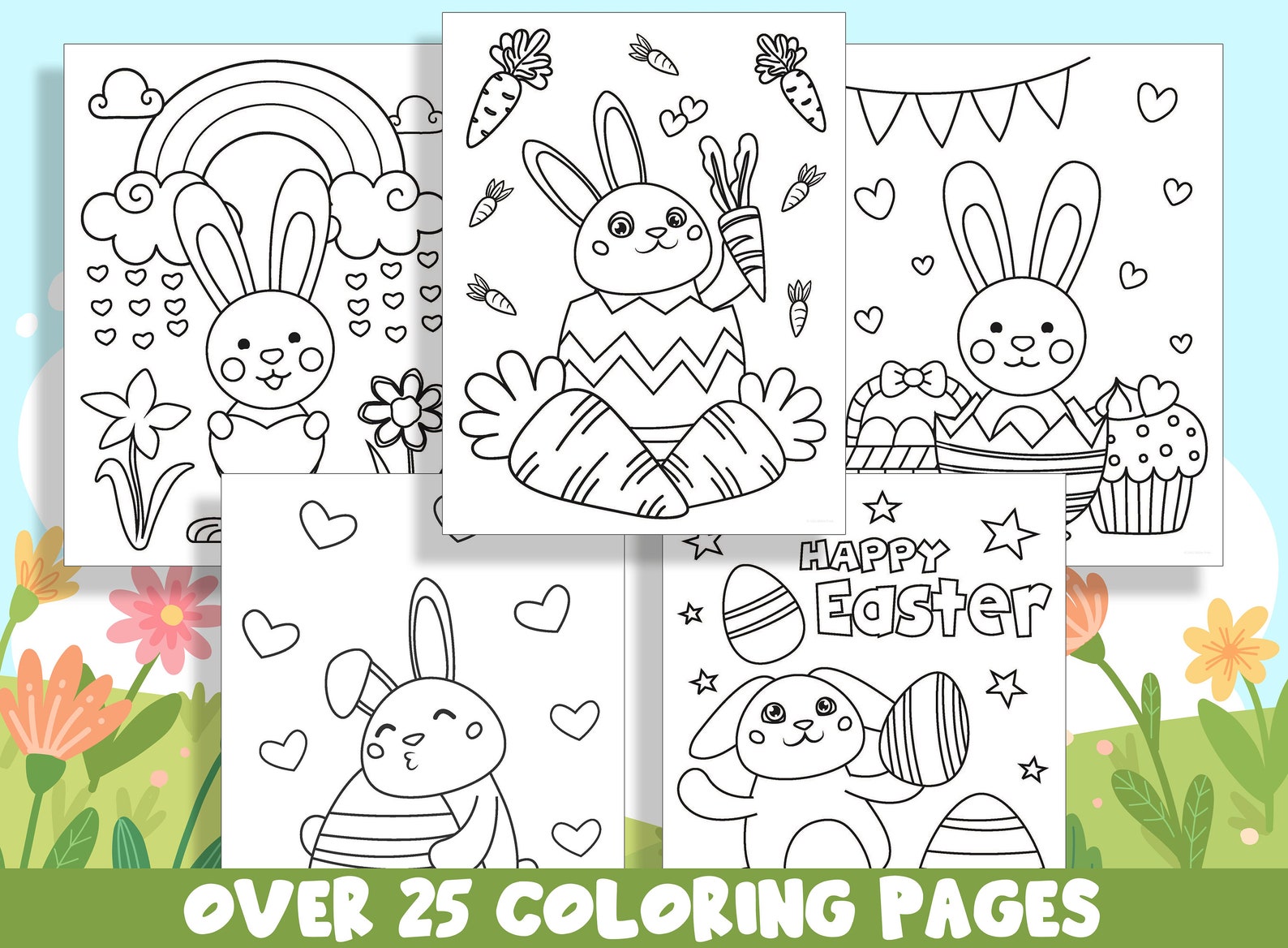 Easter Bunny Coloring Pages, 25 Printable Cute and Adorable Easter ...