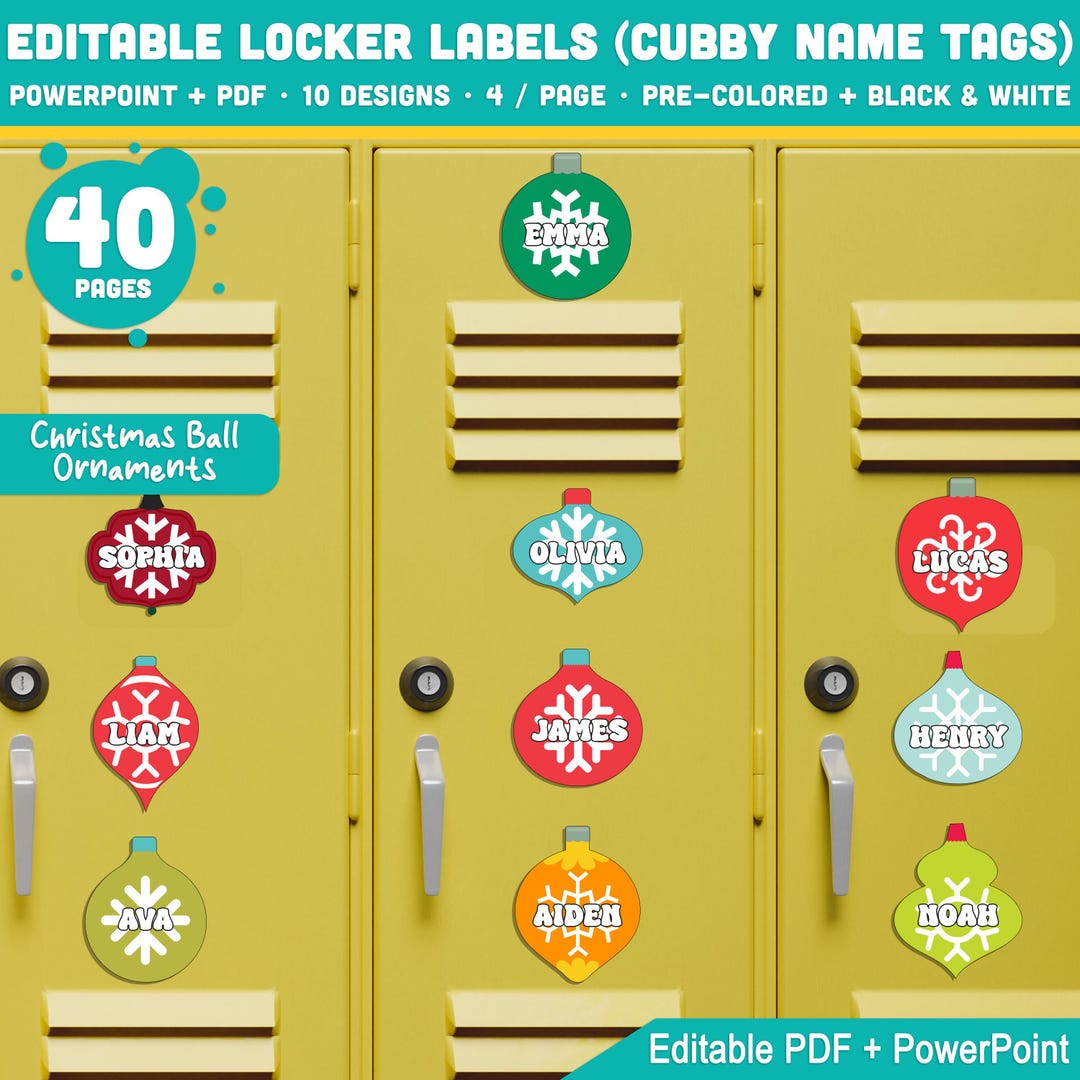 Editable Locker Labels, Cubby Name Tags, Christmas Snowflake Ball ...