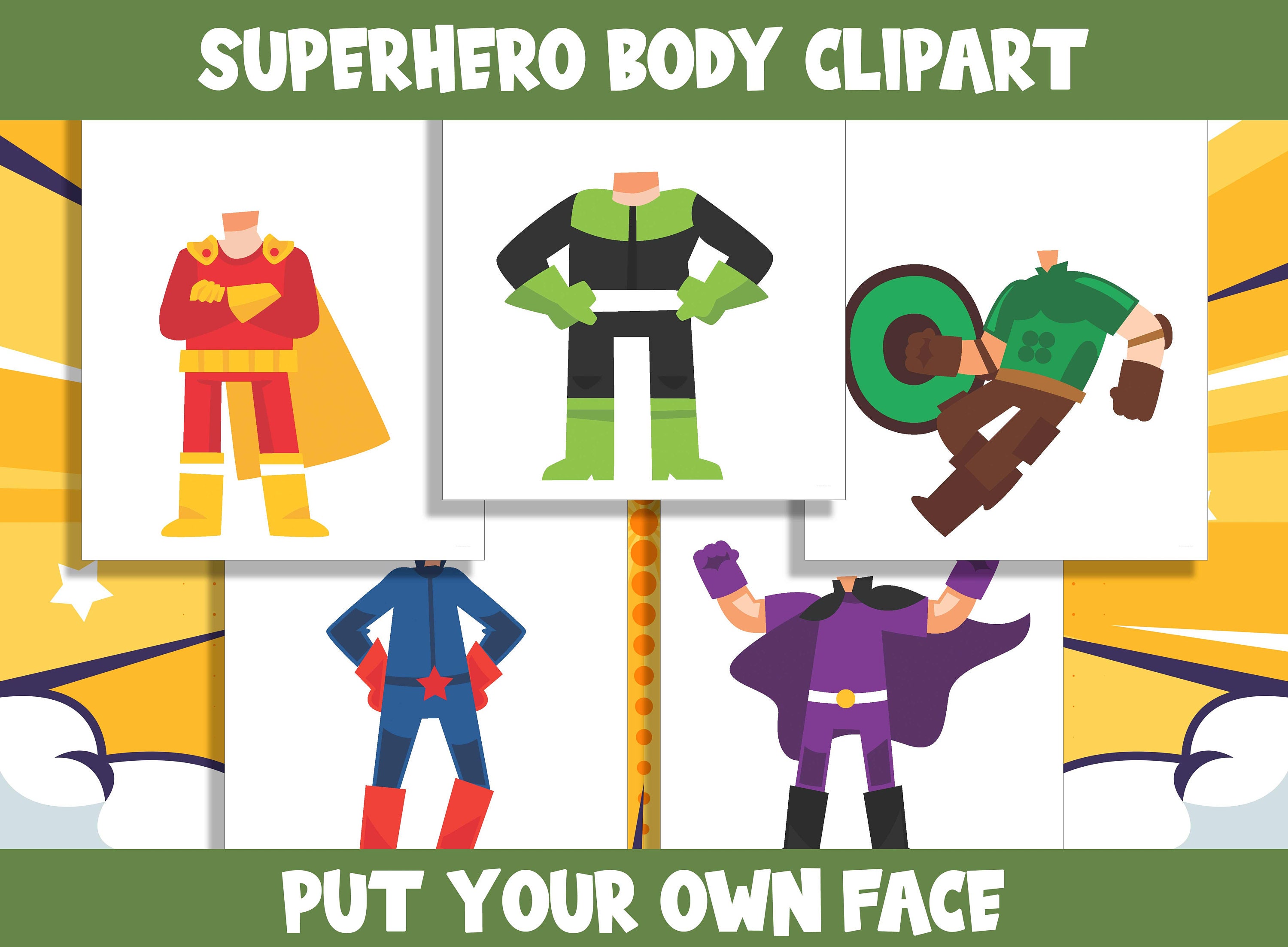 Superhero Body Clipart for Kids prek to 6th Grade 20 Pages - Etsy Canada
