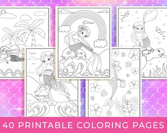 Mermicorn Coloring Pages - Etsy