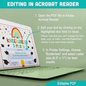 Editable Kindergarten Diploma Graduation Certificate Template ...