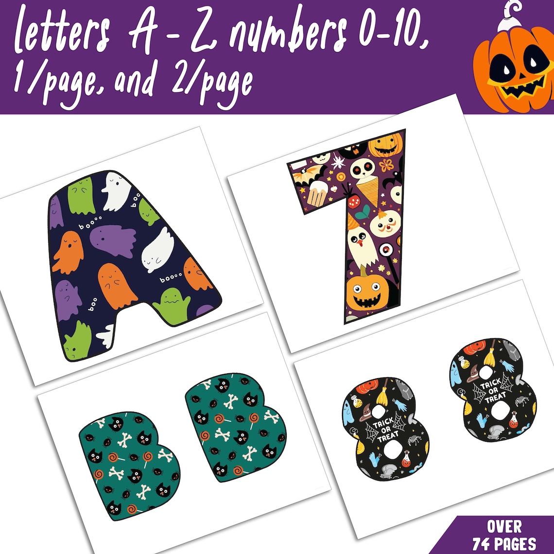 Halloween Alphabet, Spooky Bulletin Board Letters A-Z, Numbers 0-10, 1 ...