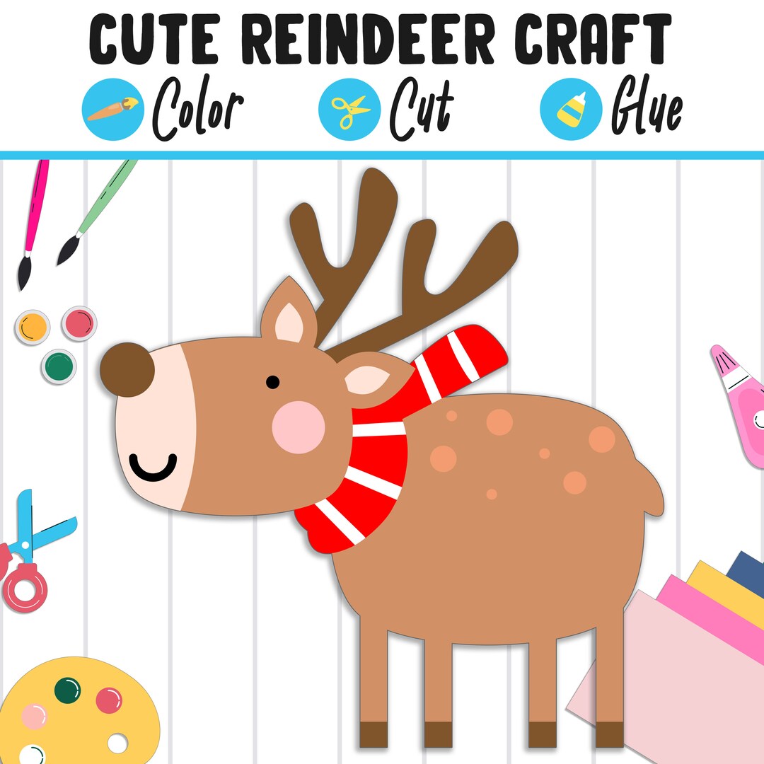 Easy Reindeer Craft: Fun Christmas Activity for Kids, Color, Cut, and ...