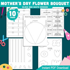 Mother's Day Paper Flower Bouquet Craft – 10-page Printable With Pre ...
