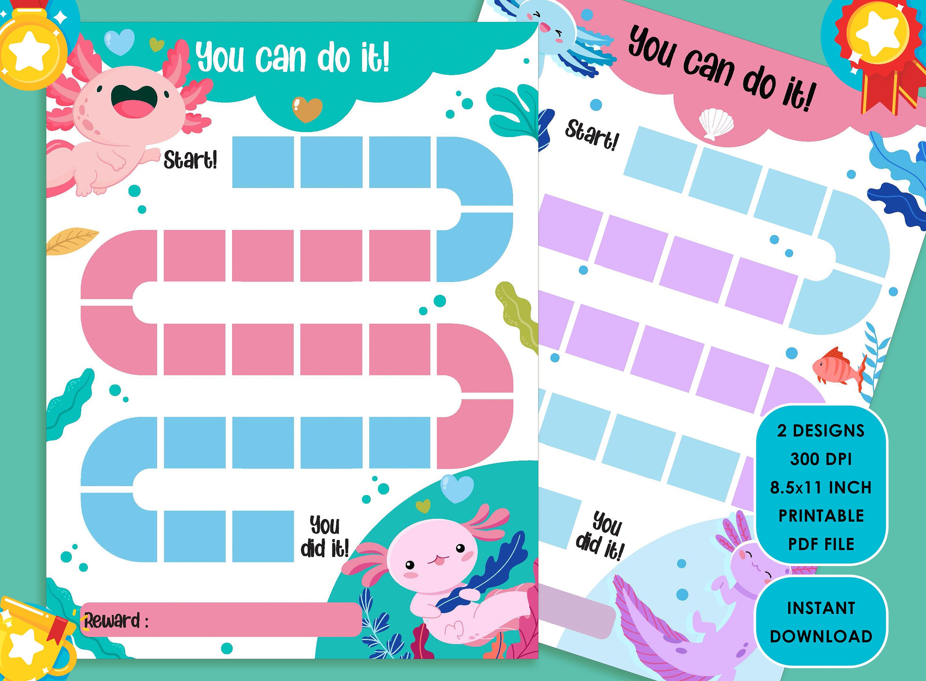 Printable Axolotl Reward Chart Ajolote Behavior Chart - Etsy