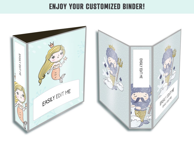 Mermaid Binder Cover 10 Printable & Editable Coversspines - Etsy