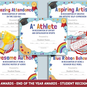 Editable Student Awards, End of the Year Classroom Awards - Student ...