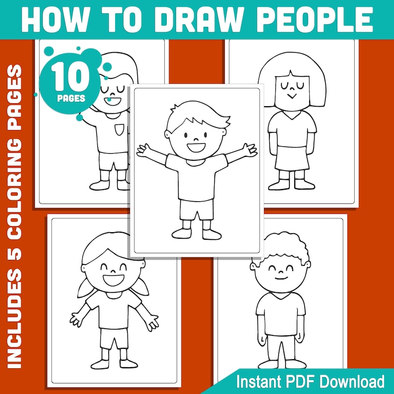 Learn How to Draw People for Kids: 5-page Step-by-step Directed Drawing ...