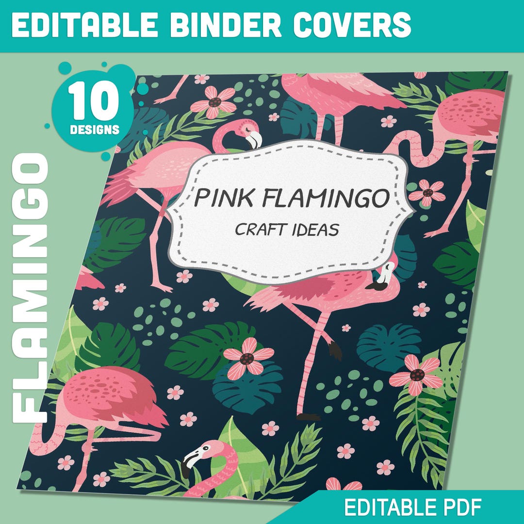 Flamingos in Different Poses Binder Cover, 10 Printable & Editable ...