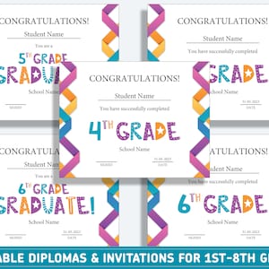 Editable 6th Grade Diploma, 1st to 8th Grade Diploma, Certificate of ...