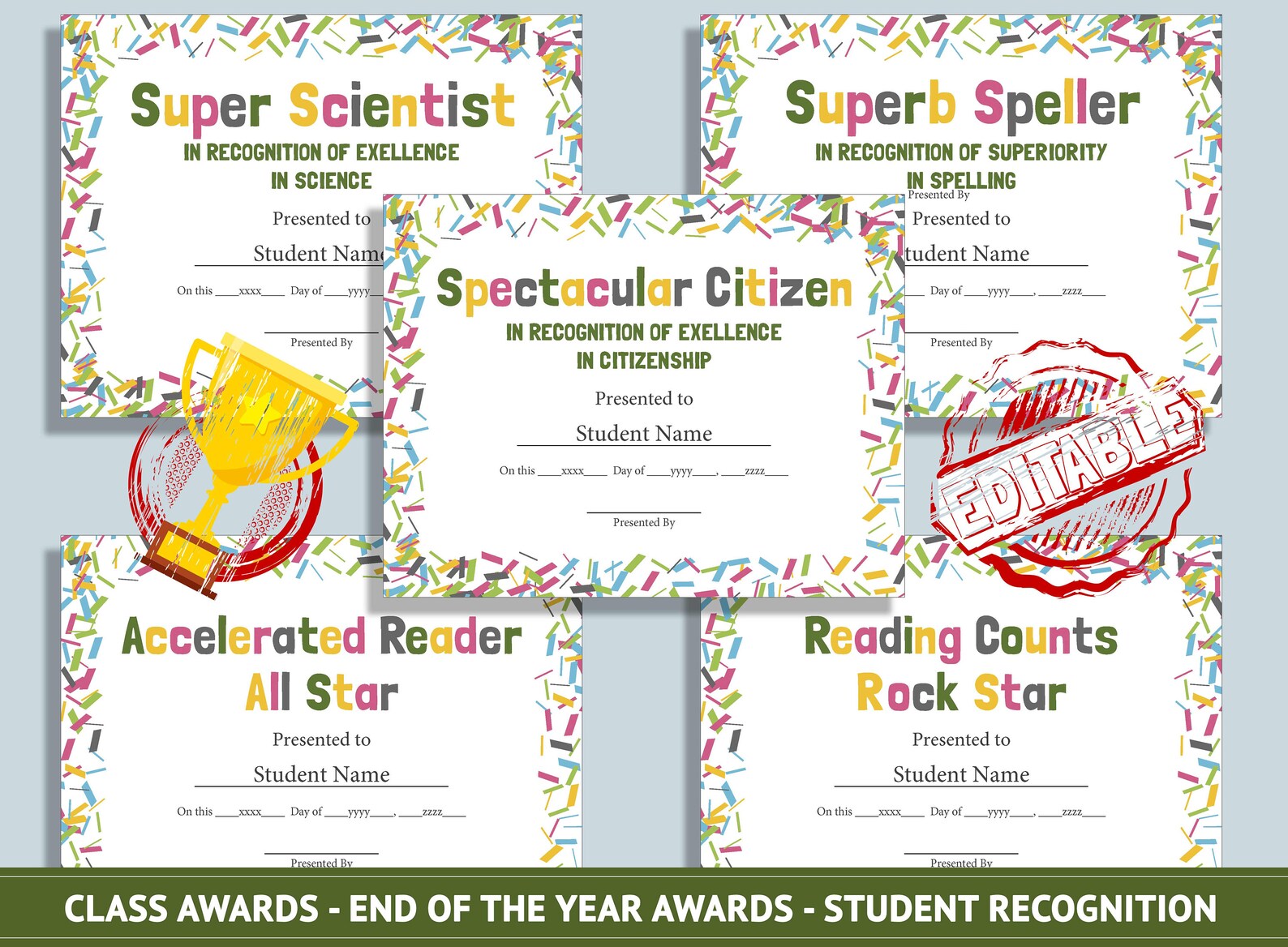 Editable Fun Awards for Students at the End of the Year, Classroom ...