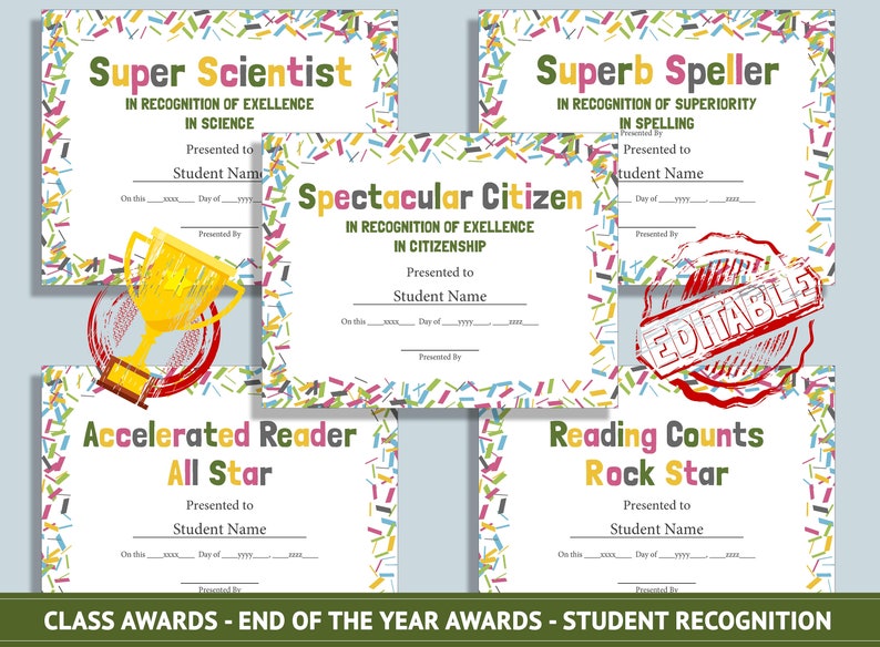 Editable Fun Awards for Students at the End of the Year, Classroom ...