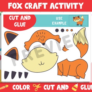 Cute Fox Craft Activity - Color, Cut, and Glue for Prek to 2nd Grade ...