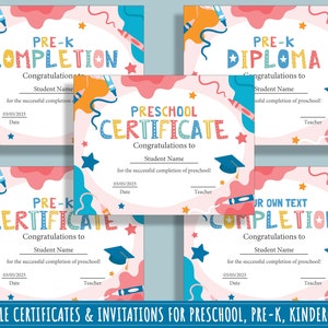 Editable Diplomas, Certificates, and Invitations for Children: 37 Pages ...