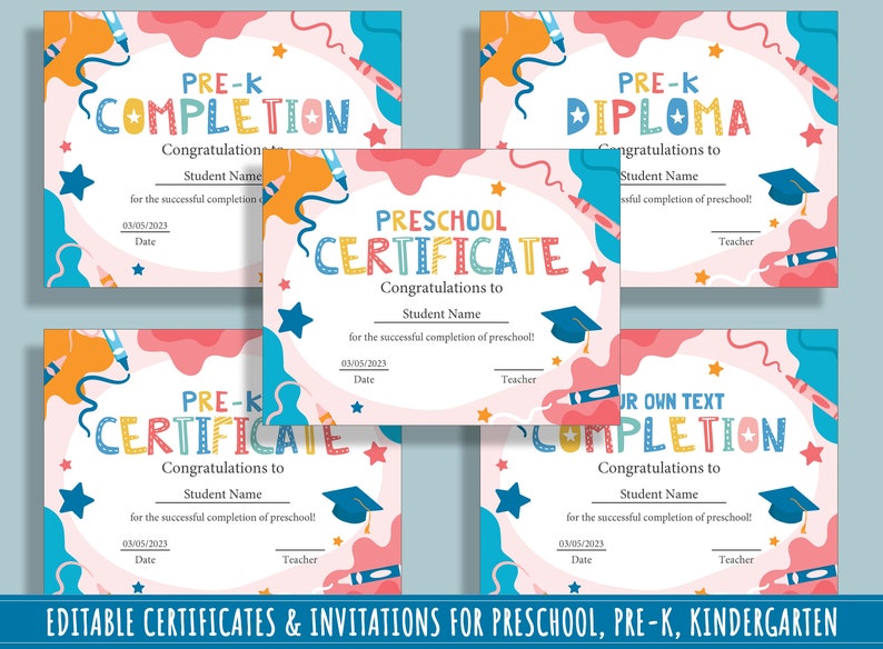 Editable Diplomas, Certificates, and Invitations for Children: 37 Pages ...