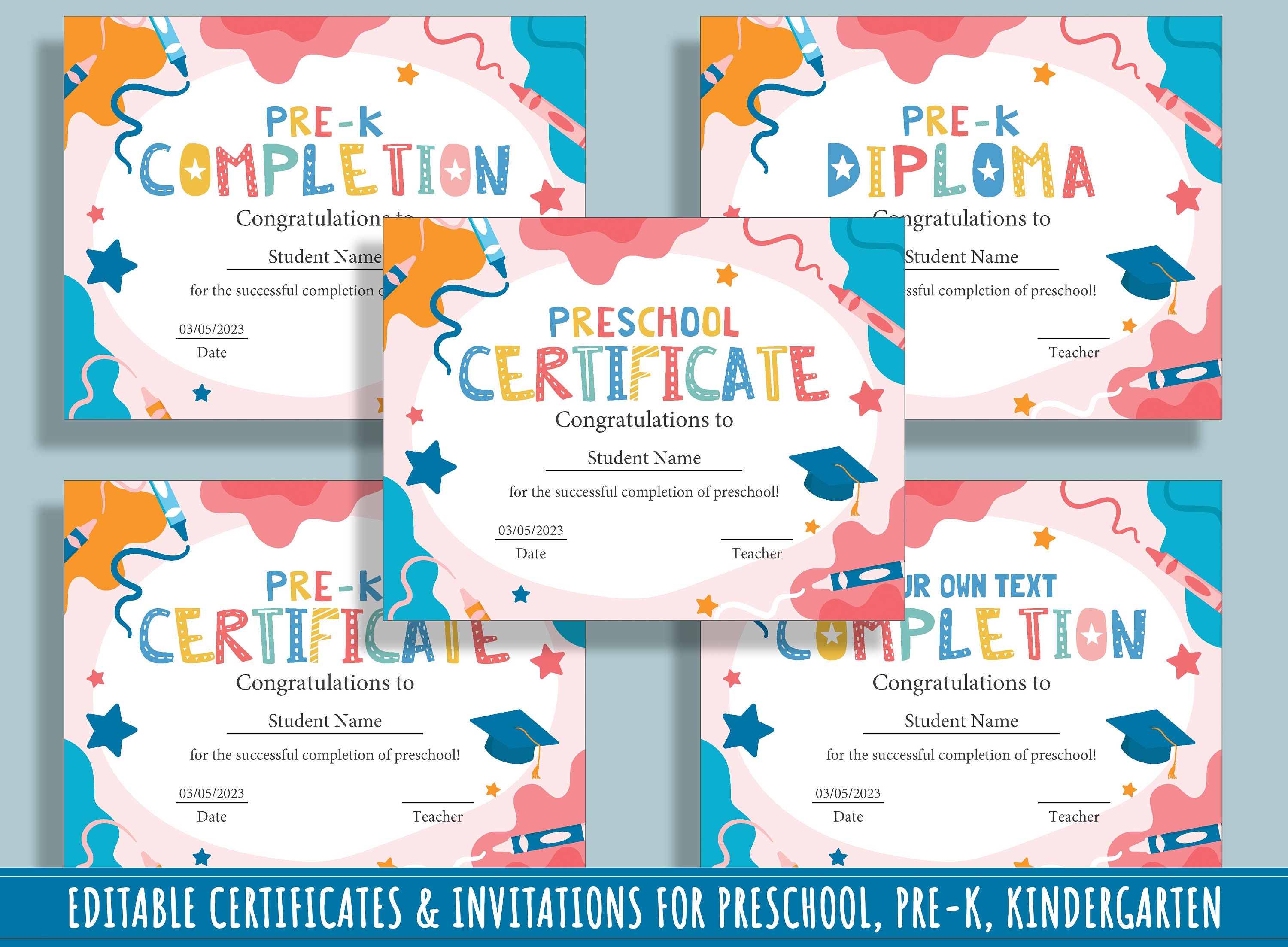 Editable Diplomas, Certificates, and Invitations for Children: 37 Pages ...