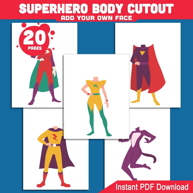 Superhero Body Cutout Templates, Add Your Own Face Activity for ...