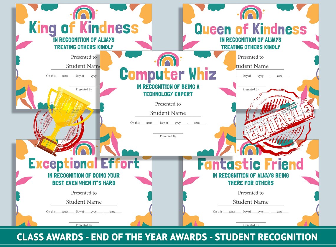 Editable End of Year Classroom Awards - End of the Year Awards ...