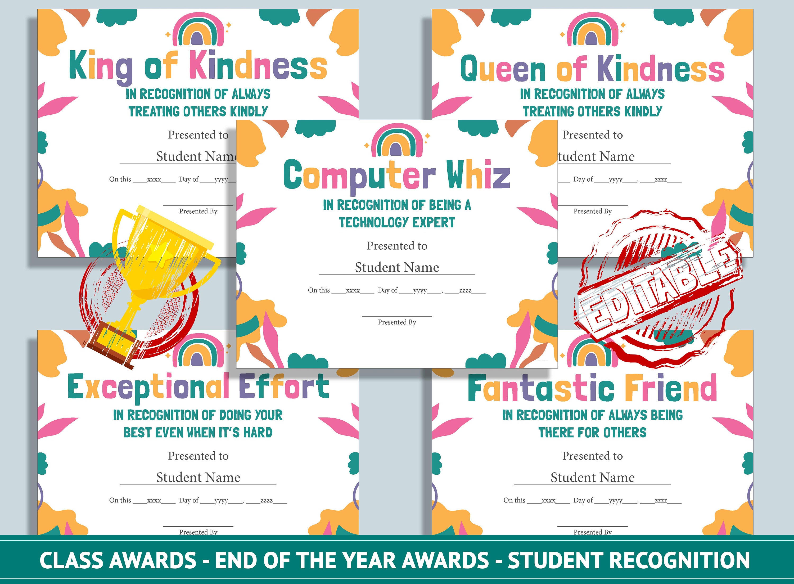Editable End of Year Classroom Awards End of the Year Awards Student ...