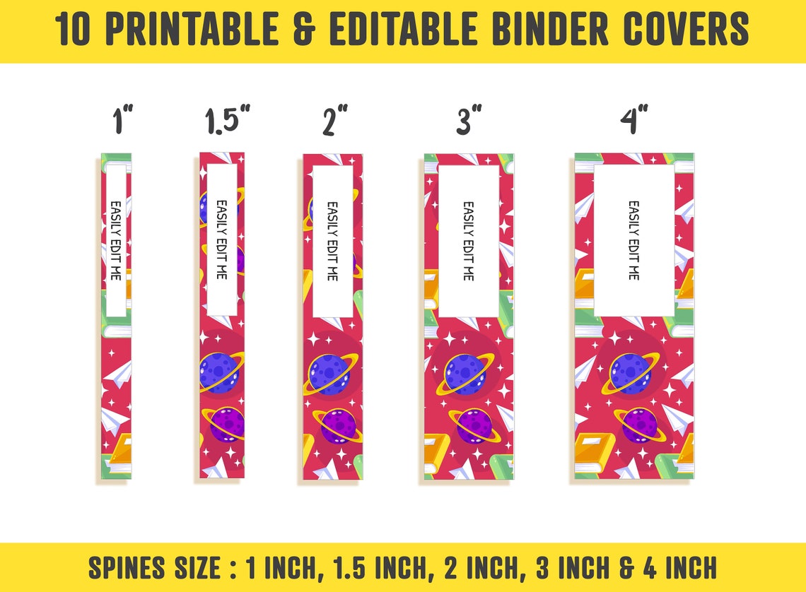 Back to School Binder Cover 10 Printable & Editable Binder - Etsy