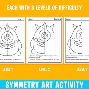 Symmetry Art Activity, Lines of Symmetry, 24 Pages/8 Designs, Each With ...