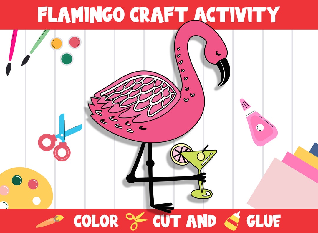 Cute Flamingo Craft Activity - Color, Cut, and Glue for Prek to 2nd ...