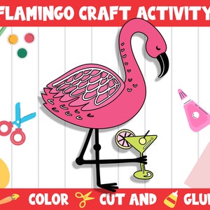 Cute Flamingo Craft Activity - Color, Cut, and Glue for Prek to 2nd ...