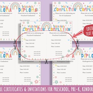 Diploma, Certificate, and Invitation Templates for Kindergarten and ...
