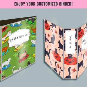 Cute Cats Binder Cover, 10 Printable/editable Binder Covers+spines ...