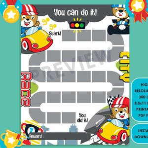 Printable Racing Car Reward Chart for Kids: Boost Positive Behavior ...