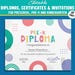 Editable Kindergarten Diploma, Completion Certificates, 37 Pages, PDF ...
