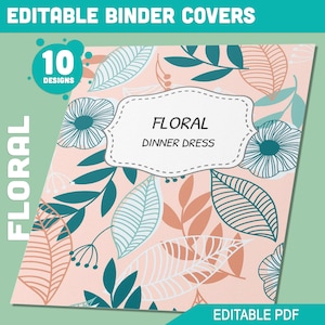 Stylist Floral and Flower Binder Cover, 10 Printable & Editable Binder ...