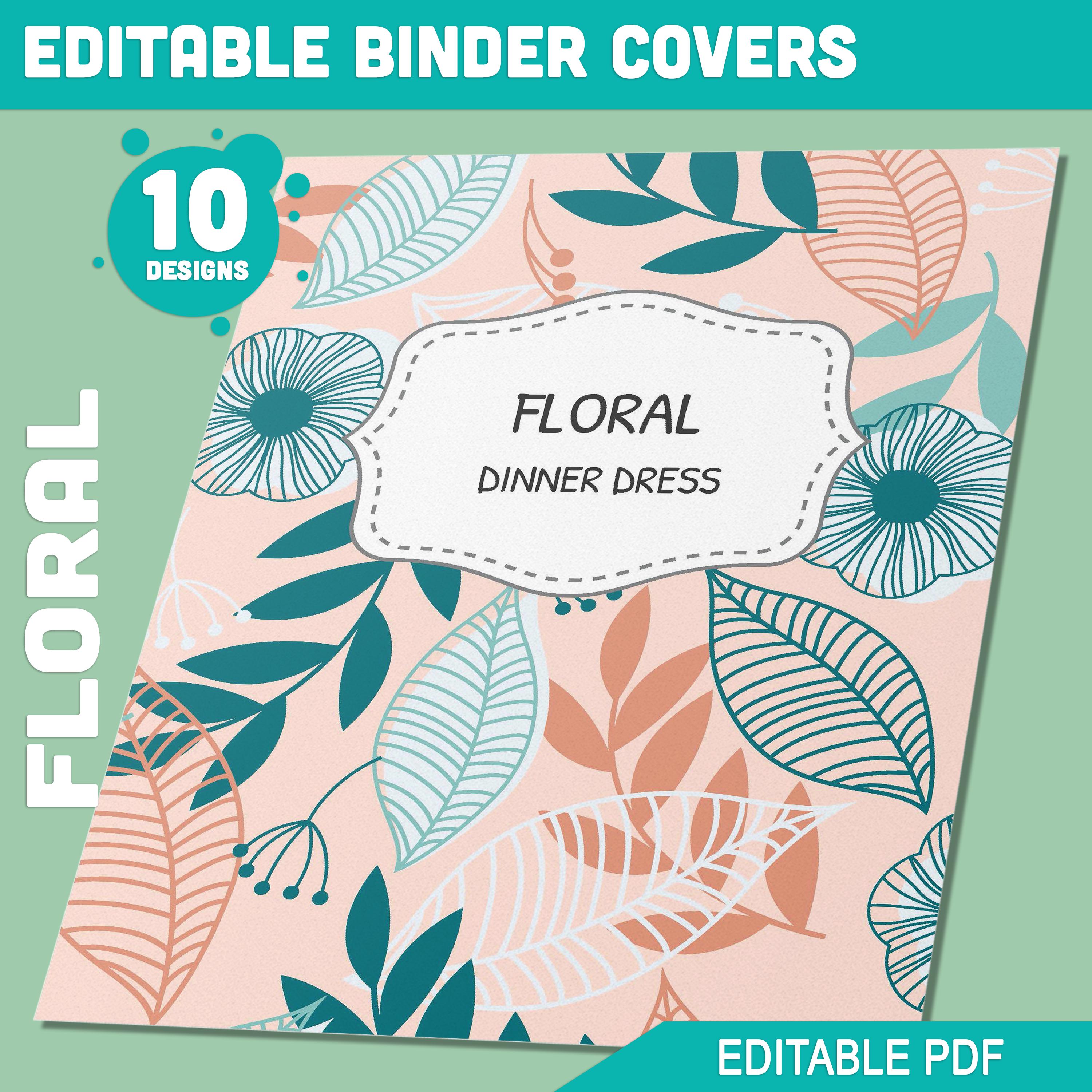 Stylist Floral and Flower Binder Cover, 10 Printable & Editable Binder ...