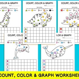 40 Count, Color & Graph Worksheets, Count and Graph Shapes Worksheets ...