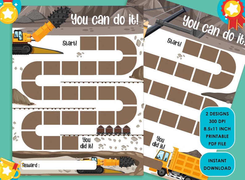 Printable Coal Mining Reward Chart for Kids, a Way of Guiding Children ...