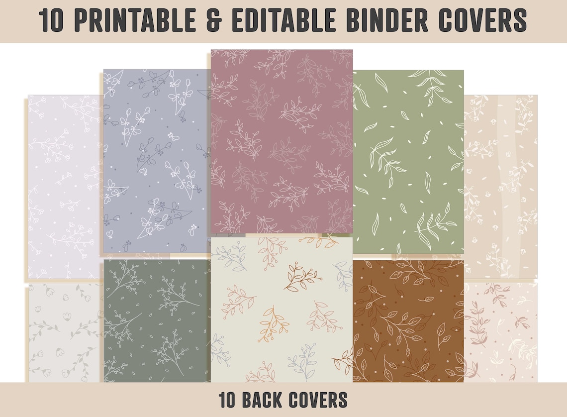 Floral Binder Cover 10 Printable & Editable Binder - Etsy