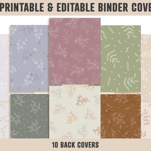 Floral Binder Cover, 10 Printable & Editable Binder Covers+spines ...