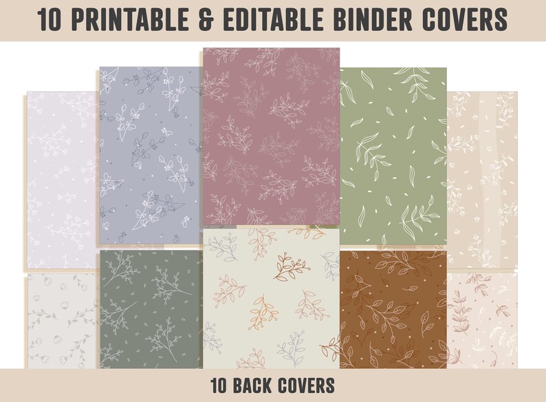 Floral Binder Cover 10 Printable & Editable Binder - Etsy