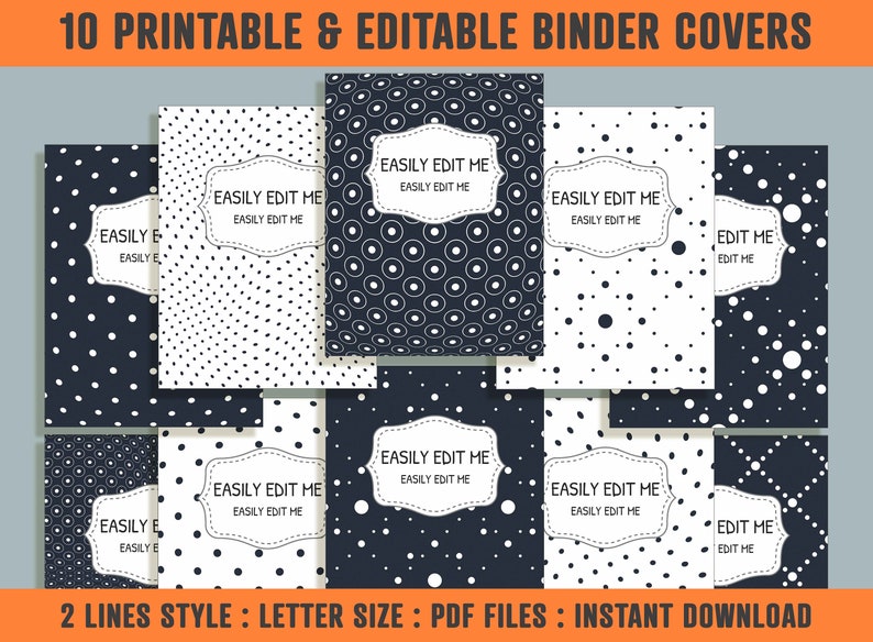 Minimal Simple Dotted Geometric Binder Cover, 10 Printable/editable ...