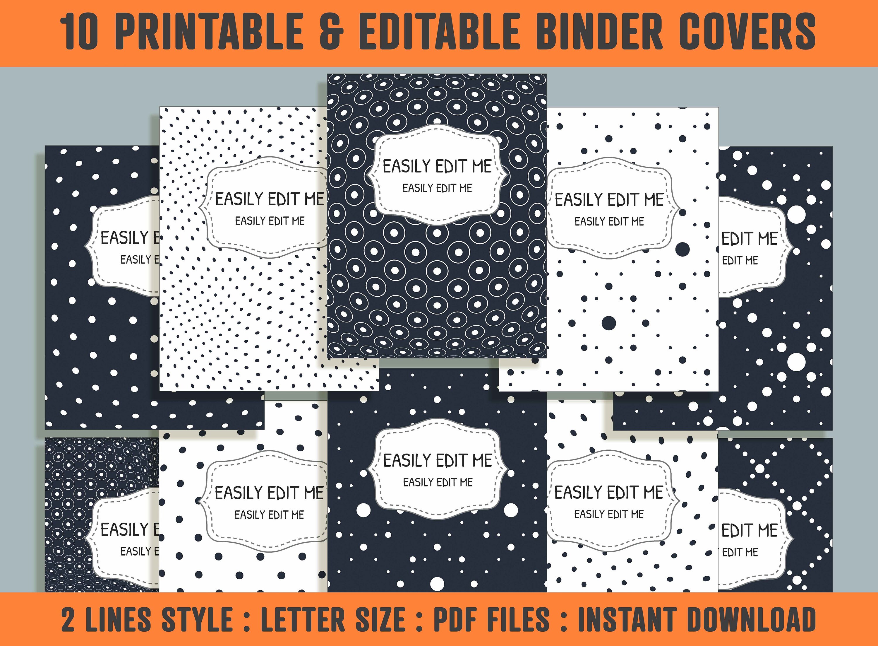 Minimal Simple Dotted Geometric Binder Cover, 10 Printable/editable ...