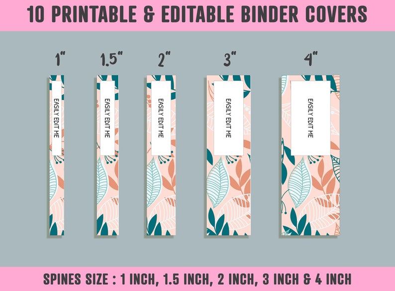 Stylist Floral and Flower Binder Cover, 10 Printable & Editable Binder ...