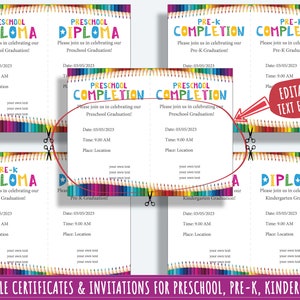 Editable Preschool Awards, Completion Certificates, Diplomas, and ...