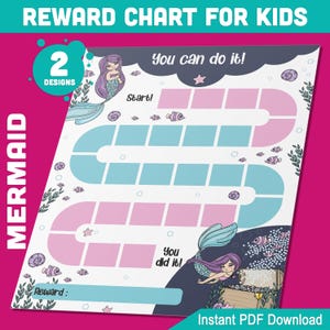 Printable Mermaid Reward Chart: Underwater Life Behavior Chart for ...