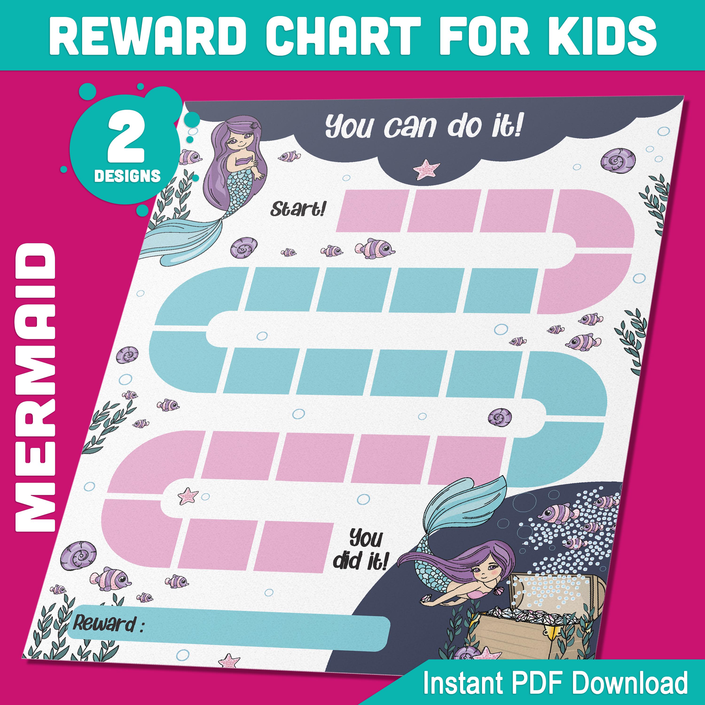 Printable Mermaid Reward Chart: Underwater Life Behavior Chart for ...