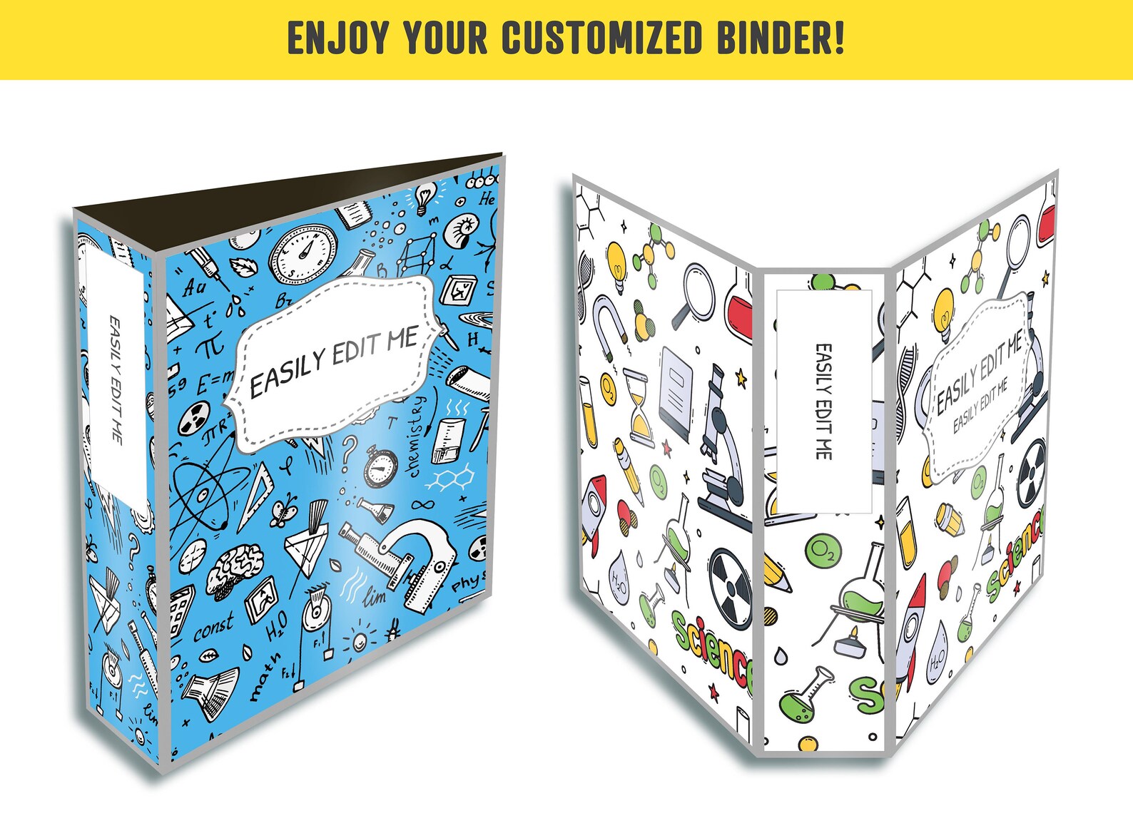 Printable Science Binder Cover, 10 Printable & Editable Binder Covers ...