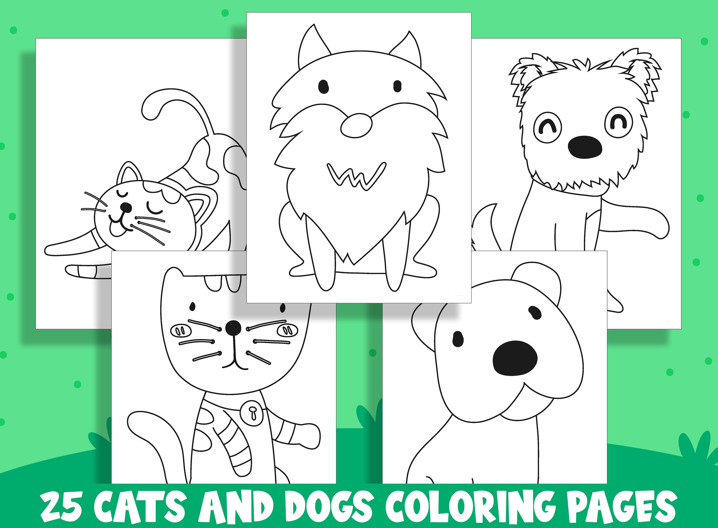 Cat and Dog Coloring Pages: 25 Fun & Adorable Coloring Book Designs for ...